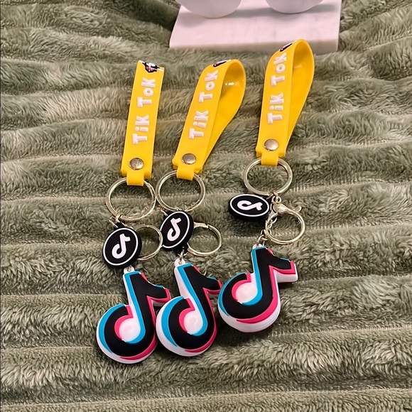 TikTok | Accessories | Tiktok Logo Keychains With Yellow Strap | Poshmark